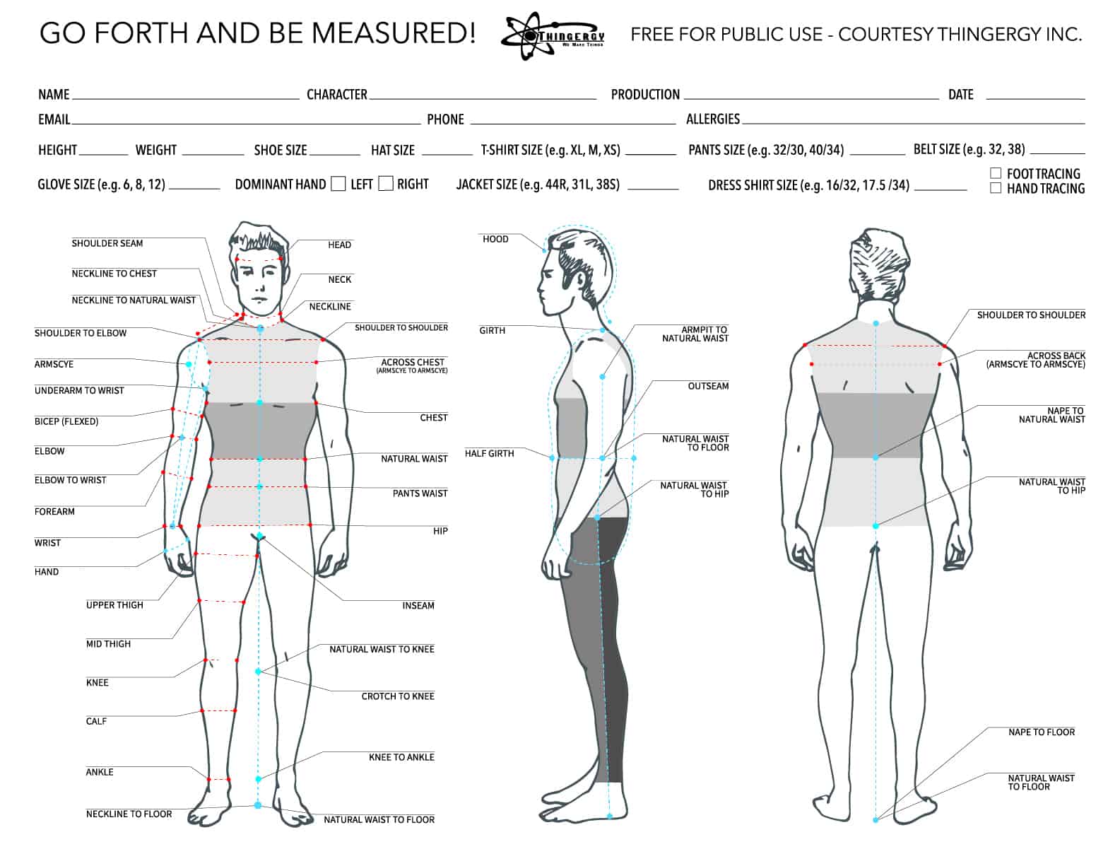 Male Body Measurement Chart